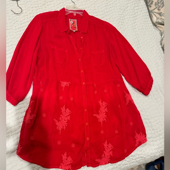 Johnny Was | Tops | Johnny Was Red Tunic S | Poshmark